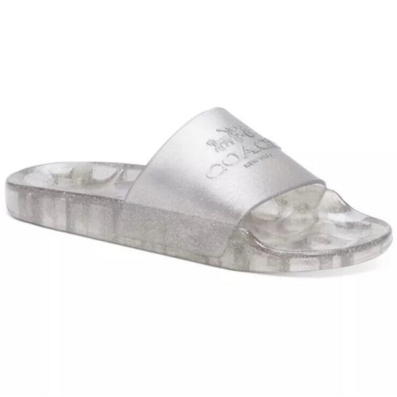 Coach | Shoes | Coach Ulyssa Rubber Slide In Silver Glitter | Poshmark